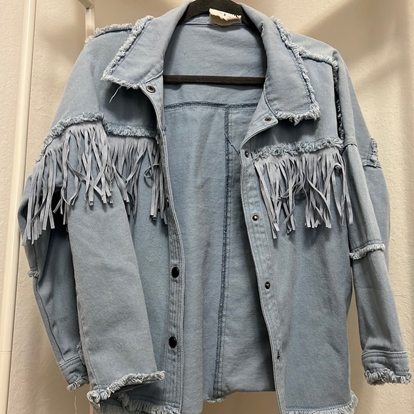 Savanna Jane | Jackets & Coats | Savanna Jane Blue Fringe Jacket | Poshmark